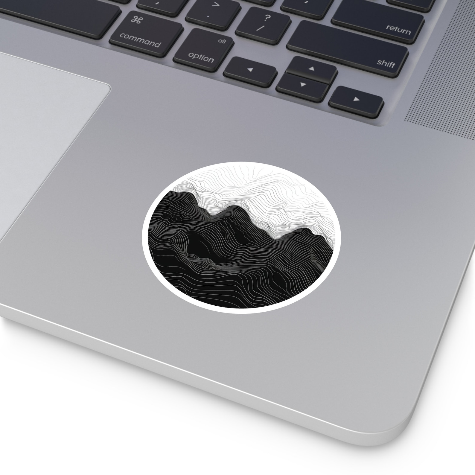 Minimal Abstract Topographic Lines Sticker | Circular Vinyl Decal ...