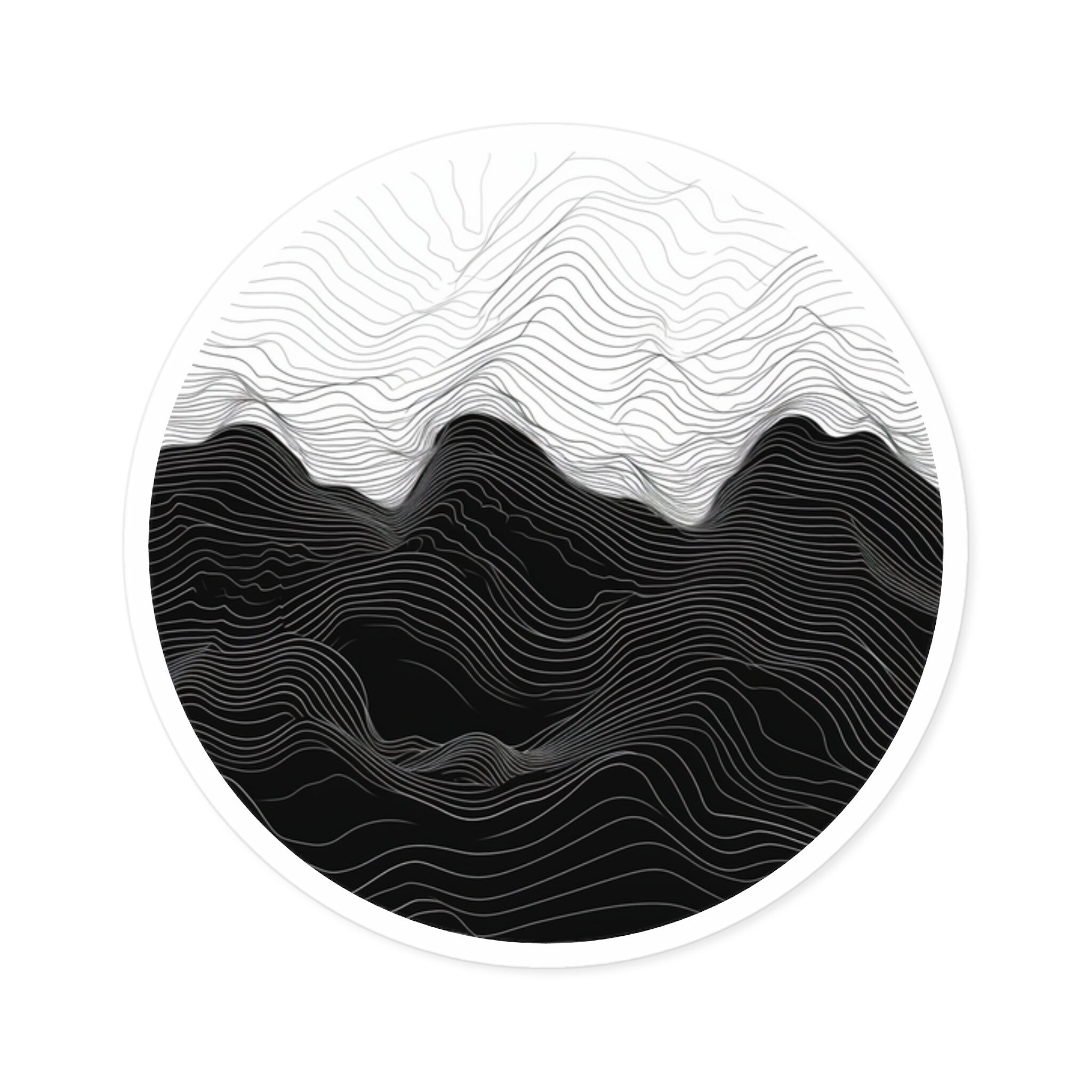 Minimal Abstract Topographic Lines Sticker | Circular Vinyl Decal ...