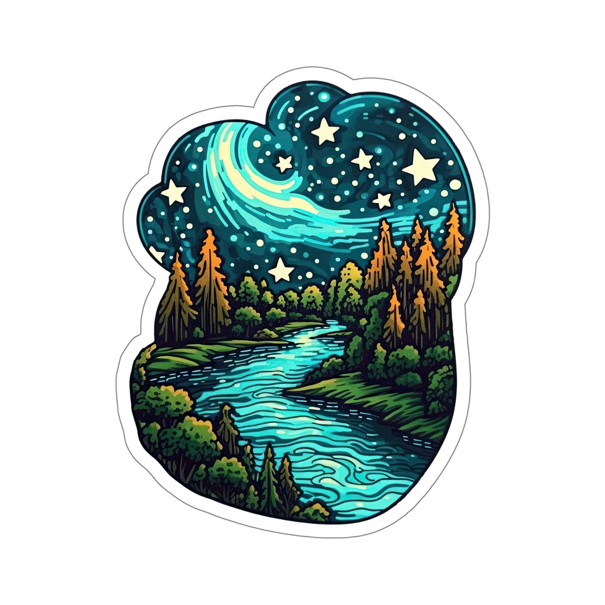 Starry Night Sky River Sticker | Outdoor Adventure Decal | Waterproof ...