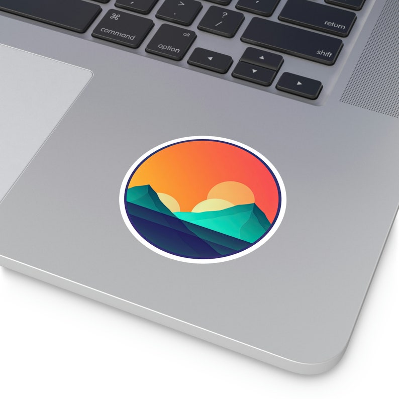 Mountain Sunset Colorful Sticker | Minimal Vinyl Decal | Indoor/outdoor ...