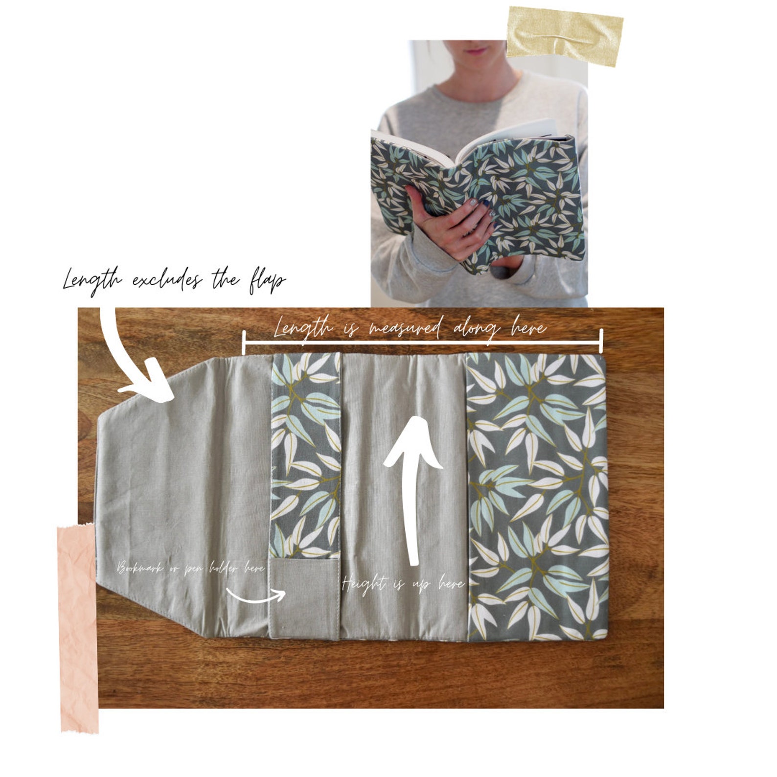 Handmade Cotton Book Protector With Cotton Gum Leaf Pattern - Etsy