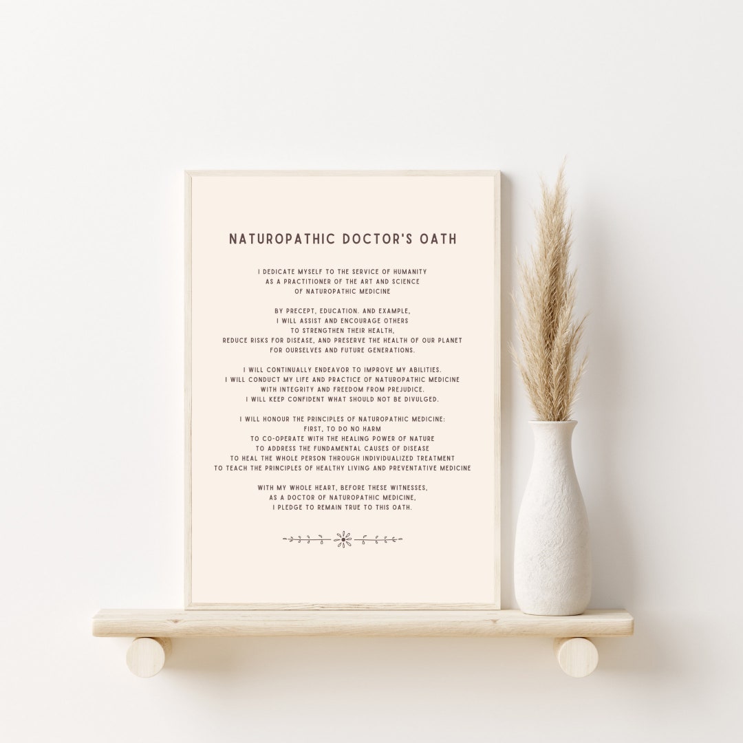 Naturopathic Doctor's Oath, Digital Download for Print, ND Wall Art ...