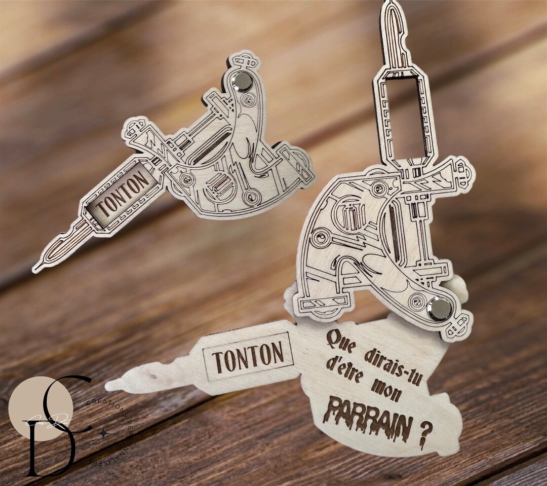 Personalized Godparent Proposal With Tattoo Theme 2 | Engraved Wooden ...