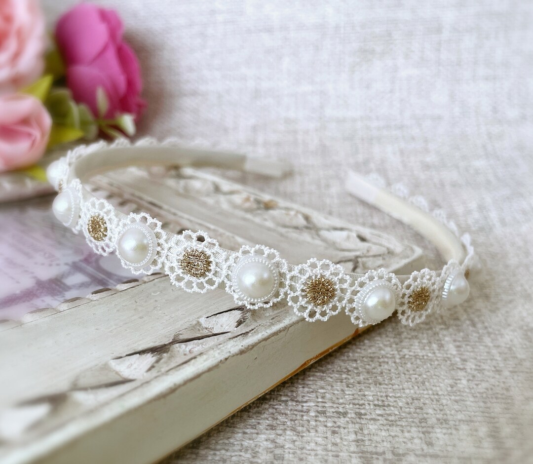 Holy Communion Headband / Flower Girl Headband / Alice Band / Baptism ...