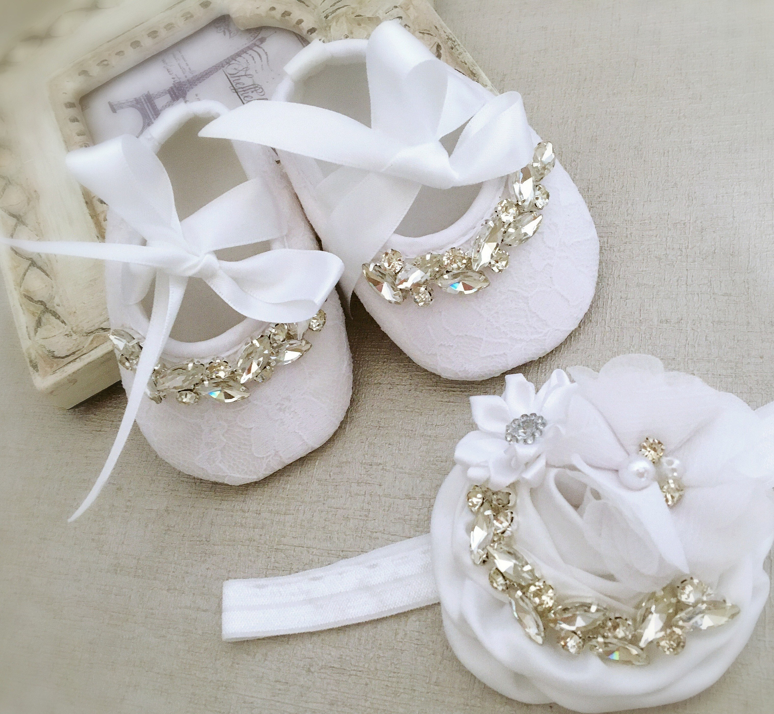 Girl Baptism Shoes White Christening Shoes for girl with | Etsy