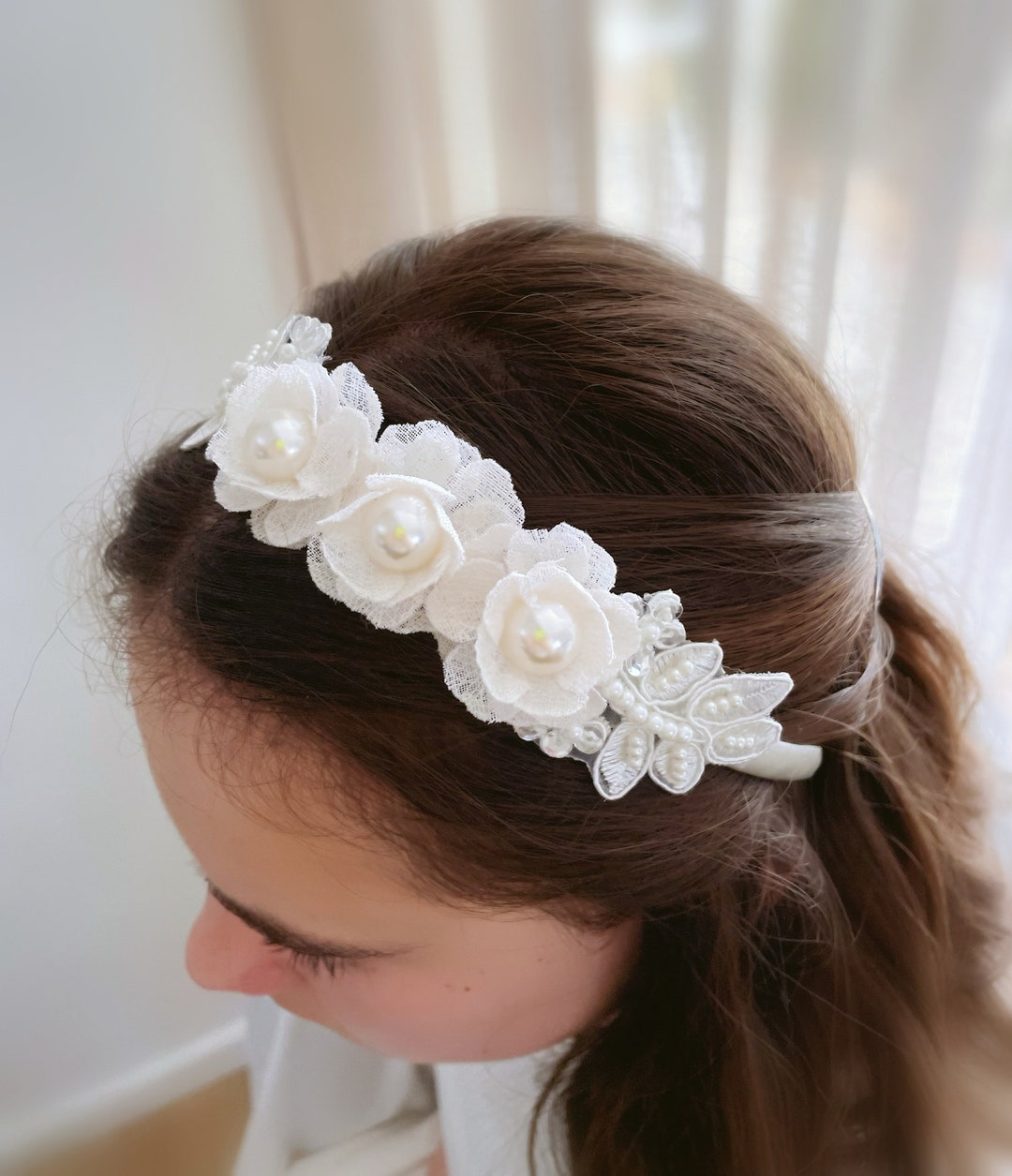 Holy Communion Headband / Flower Girl Headband / Alice Band / Baptism ...