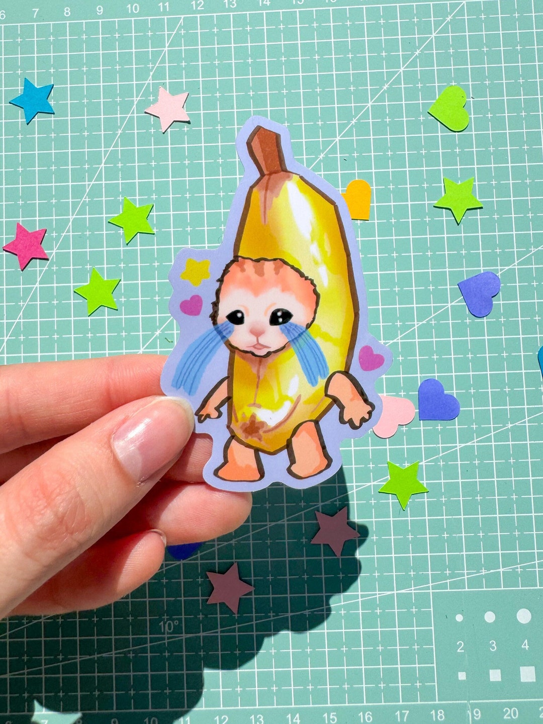 Crying Banana Cat Kawaii Tiktok Sticker - Etsy