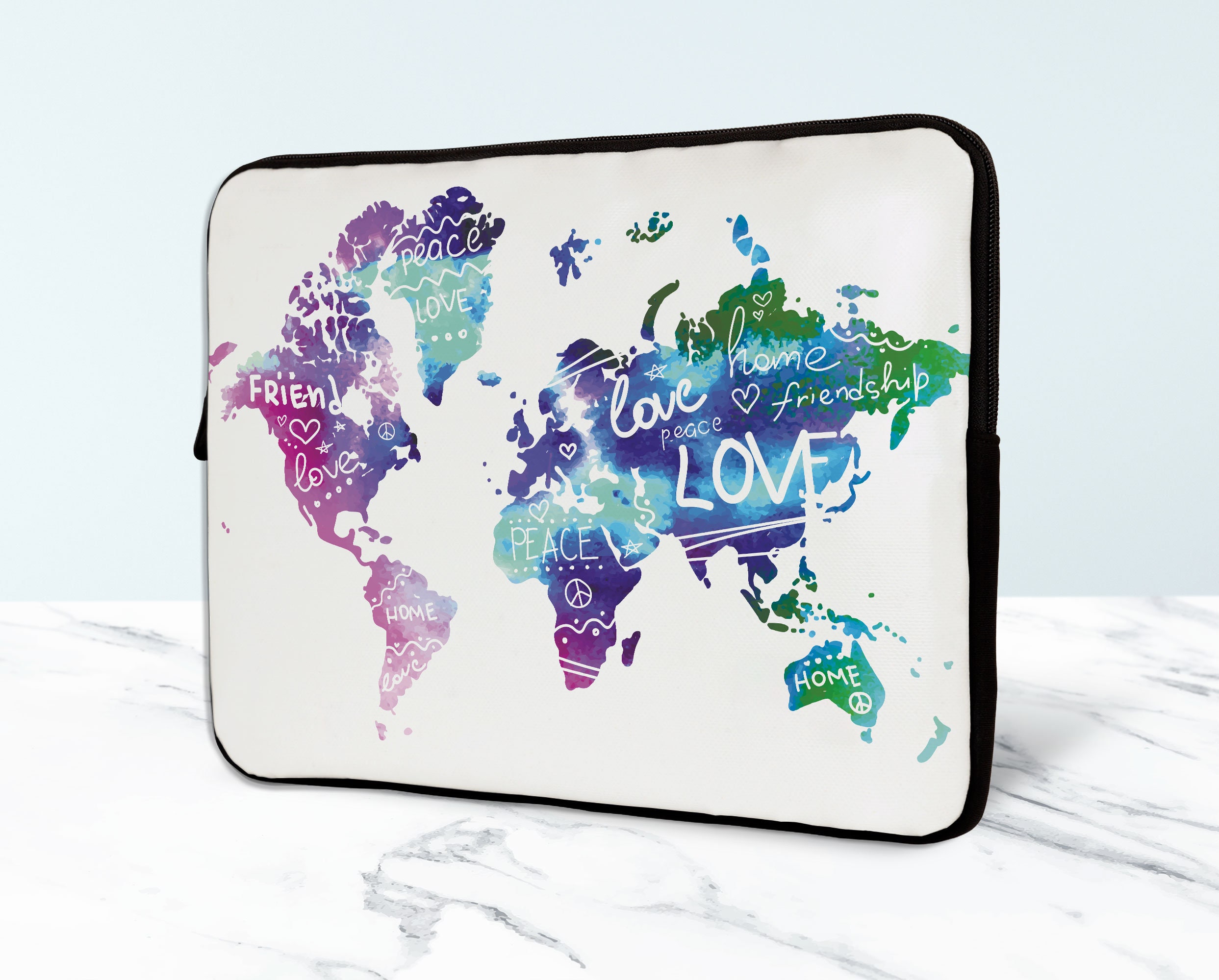 World Map Laptop Sleeve for Traveler Laptop Sleeve Colorful - Etsy UK