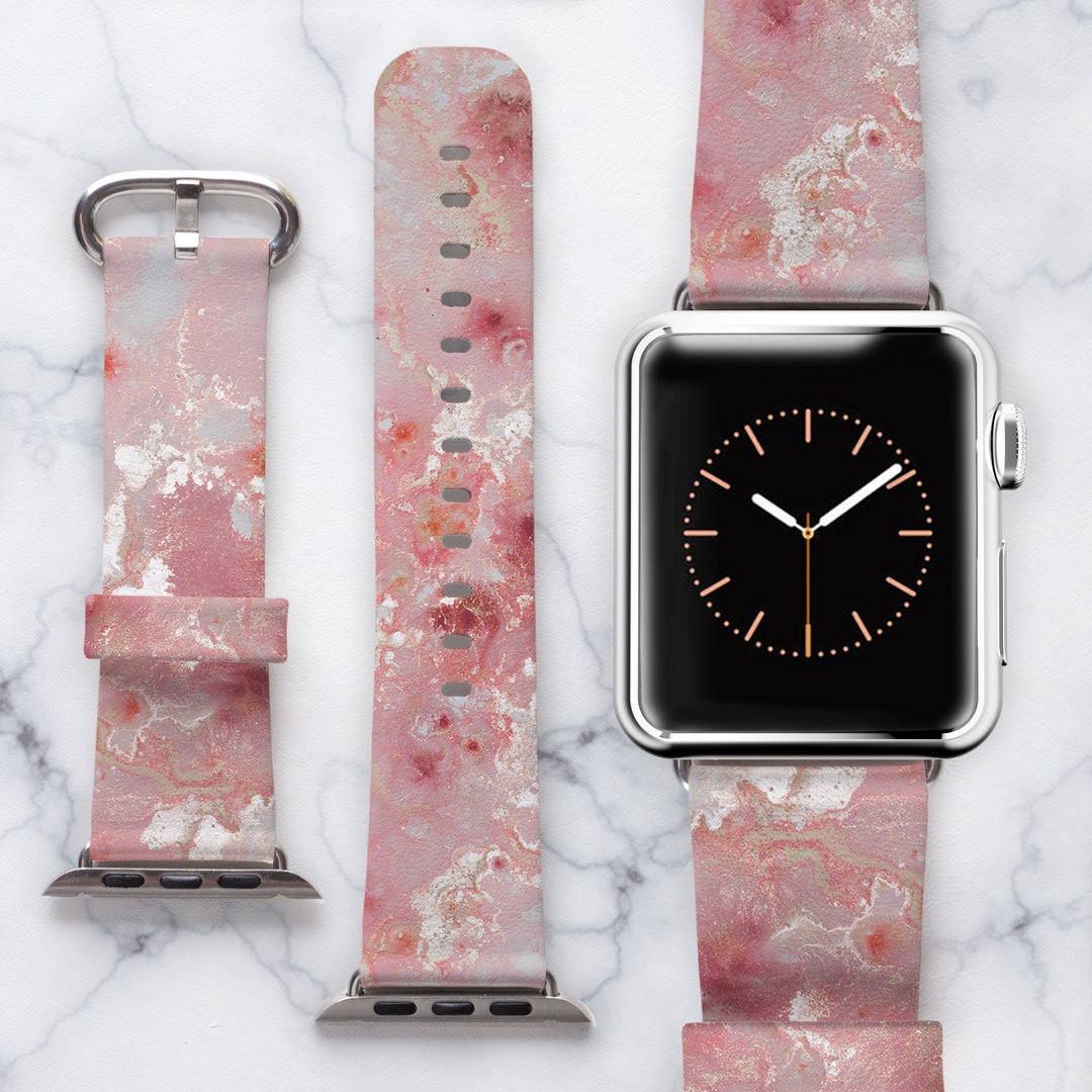 Pink Marble Iwatch Band Eco Leather 40mm 44mm Strap Bracelet Ladies ...