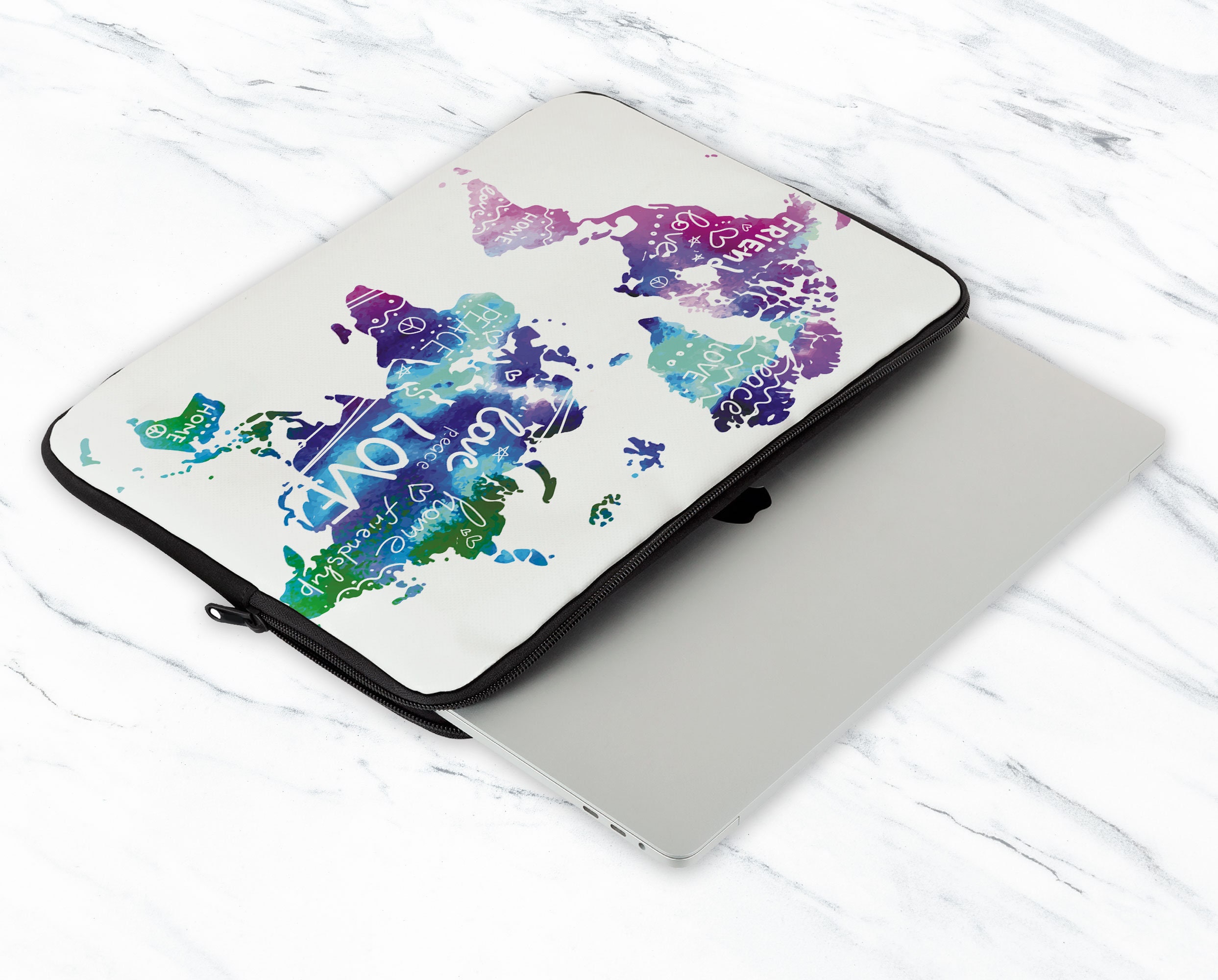 World Map Laptop Sleeve for Traveler Laptop Sleeve Colorful - Etsy UK