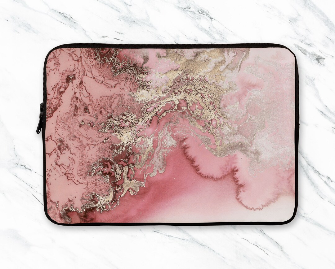 Pink Marble Laptop Sleeve Golden Paints Laptop Sleeve Marble Laptop ...