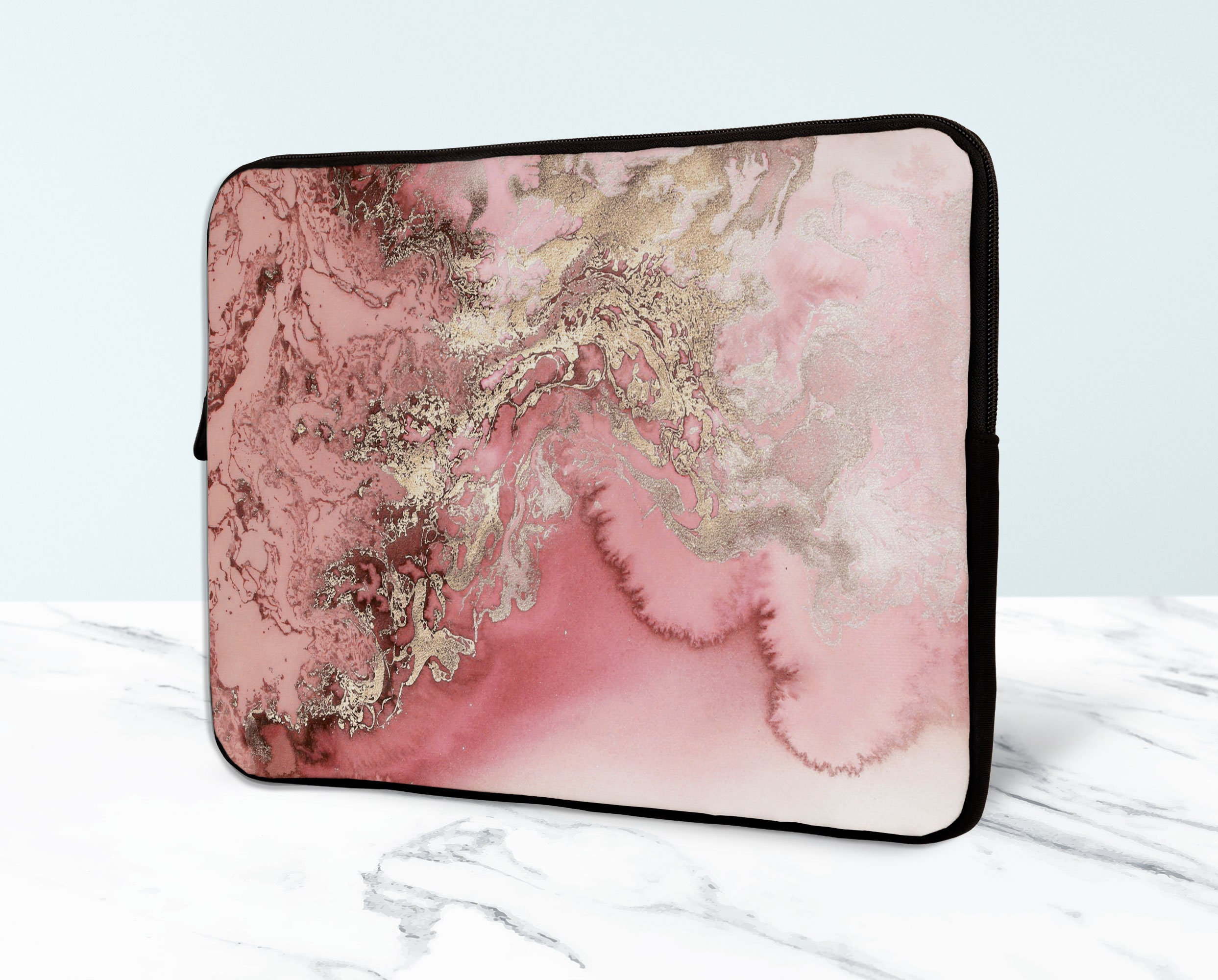 Pink Marble Laptop Sleeve Golden Paints Laptop Sleeve Marble - Etsy