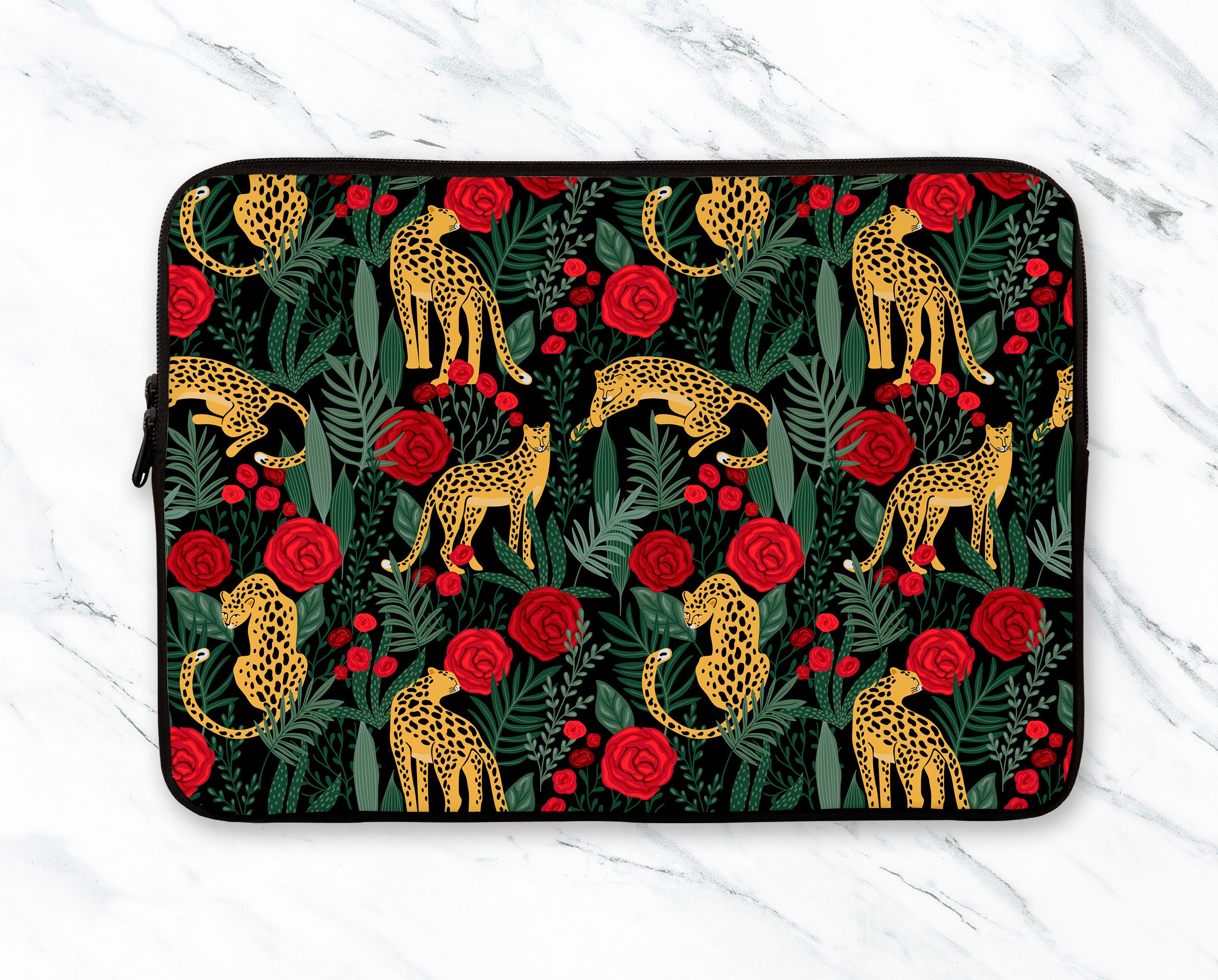 Leopard Laptop Sleeve Wild Animals Laptop Sleeve Roses Laptop - Etsy