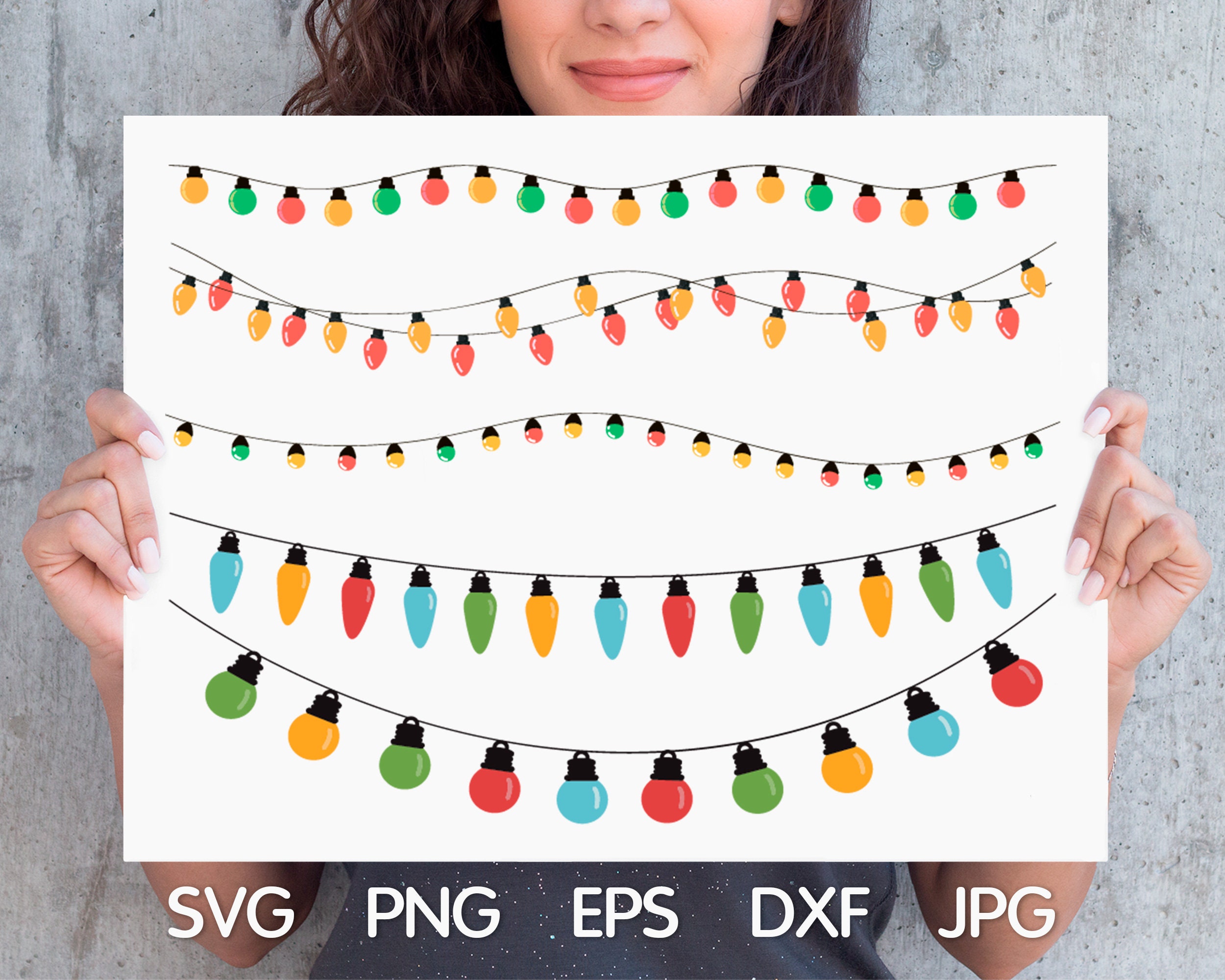 Christmas Lights Svg Lights String Svg Decoration Svg Files | Etsy