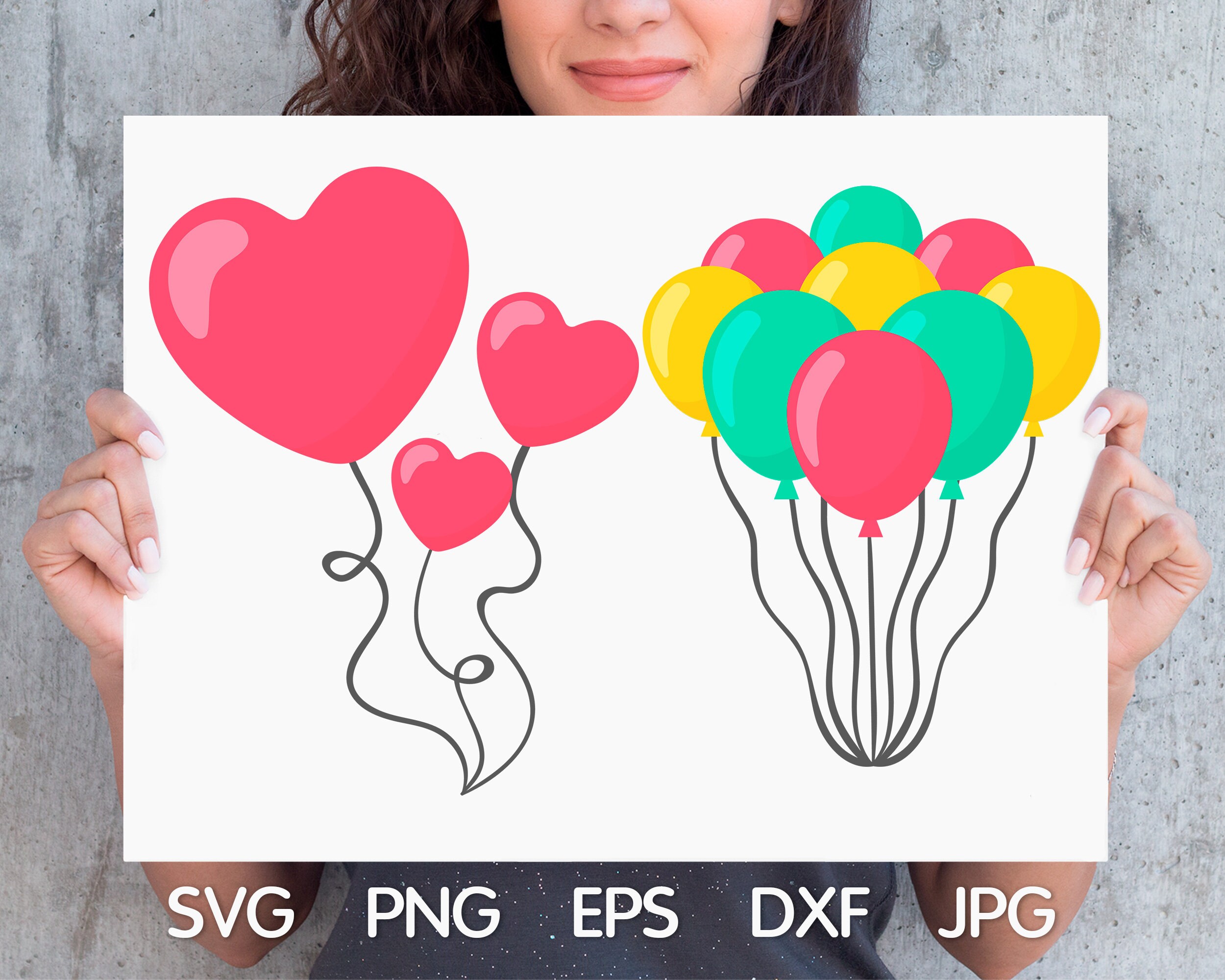 Balloons Svg Holiday Svg Heart Balloons Svg Colorful Balloons | Etsy