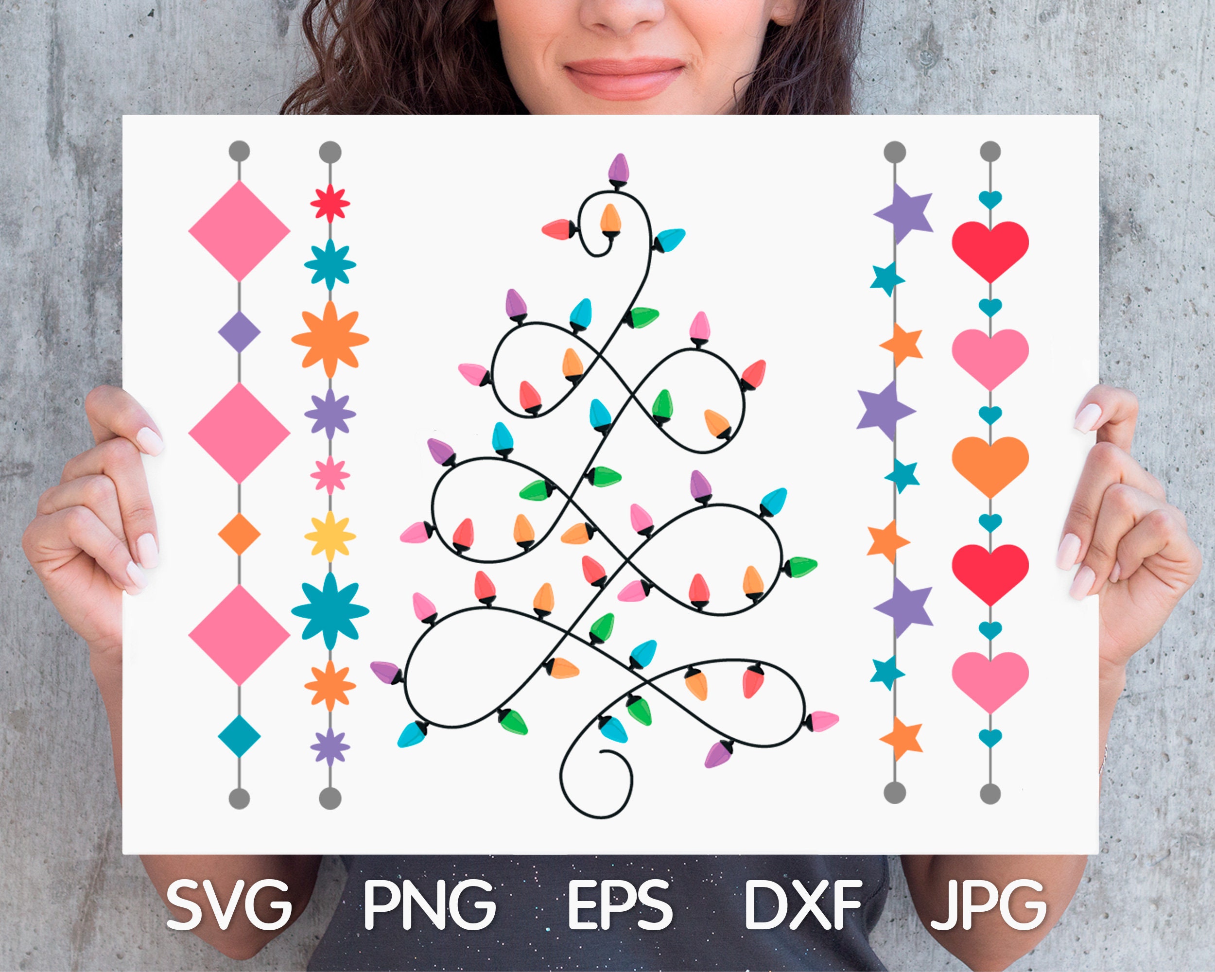 Christmas Svg Lights String Svg Decoration Svg Files - Etsy