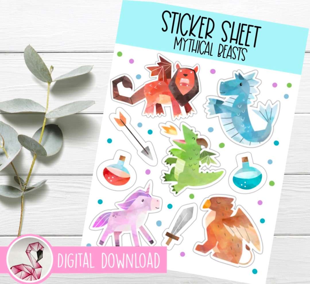 Mythical Beasts Printable Stickers, Mythical Stickers, Print and Cut ...
