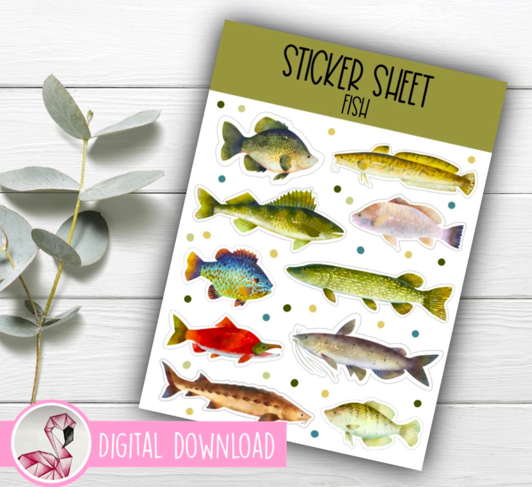 Freshwater Fish Printable Stickers, Summer Stickers, Print and Cut ...