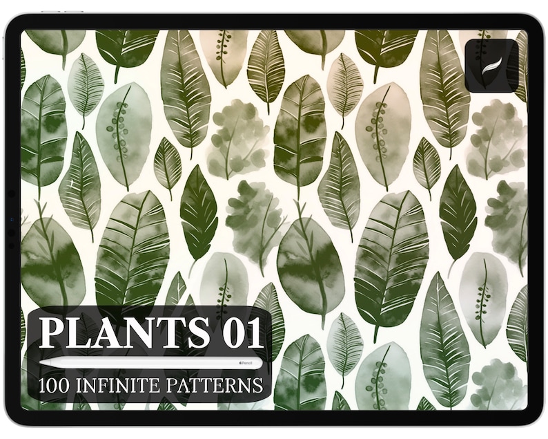 100 PLANTS PT1 / Procreate Infinite Pattern Brushes / Plant Patterns ...