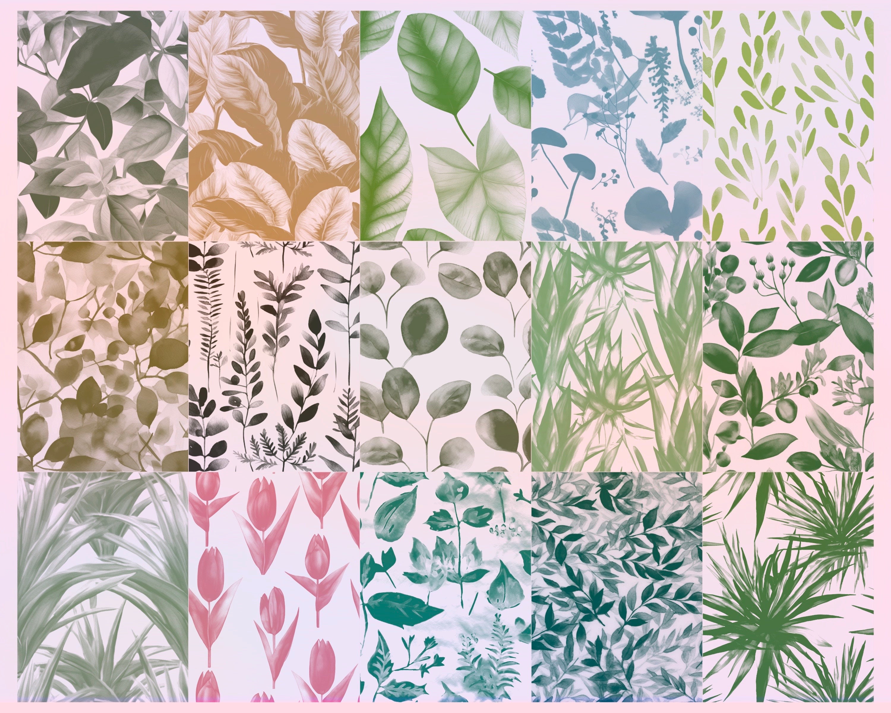 100 Plant Pattern Procreate Brushes, Botanical Texture Tiles (digital ...