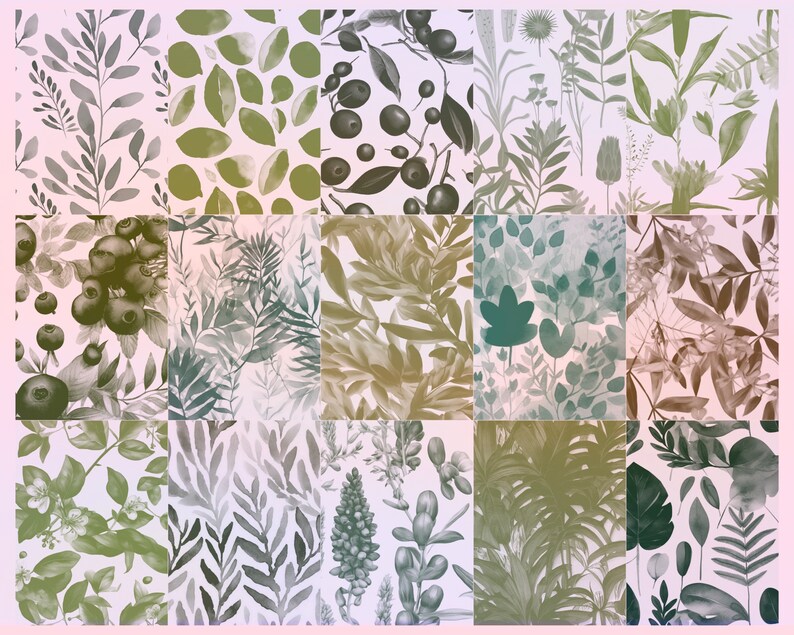 100 PLANTS PT1 / Procreate Infinite Pattern Brushes / Plant Patterns ...