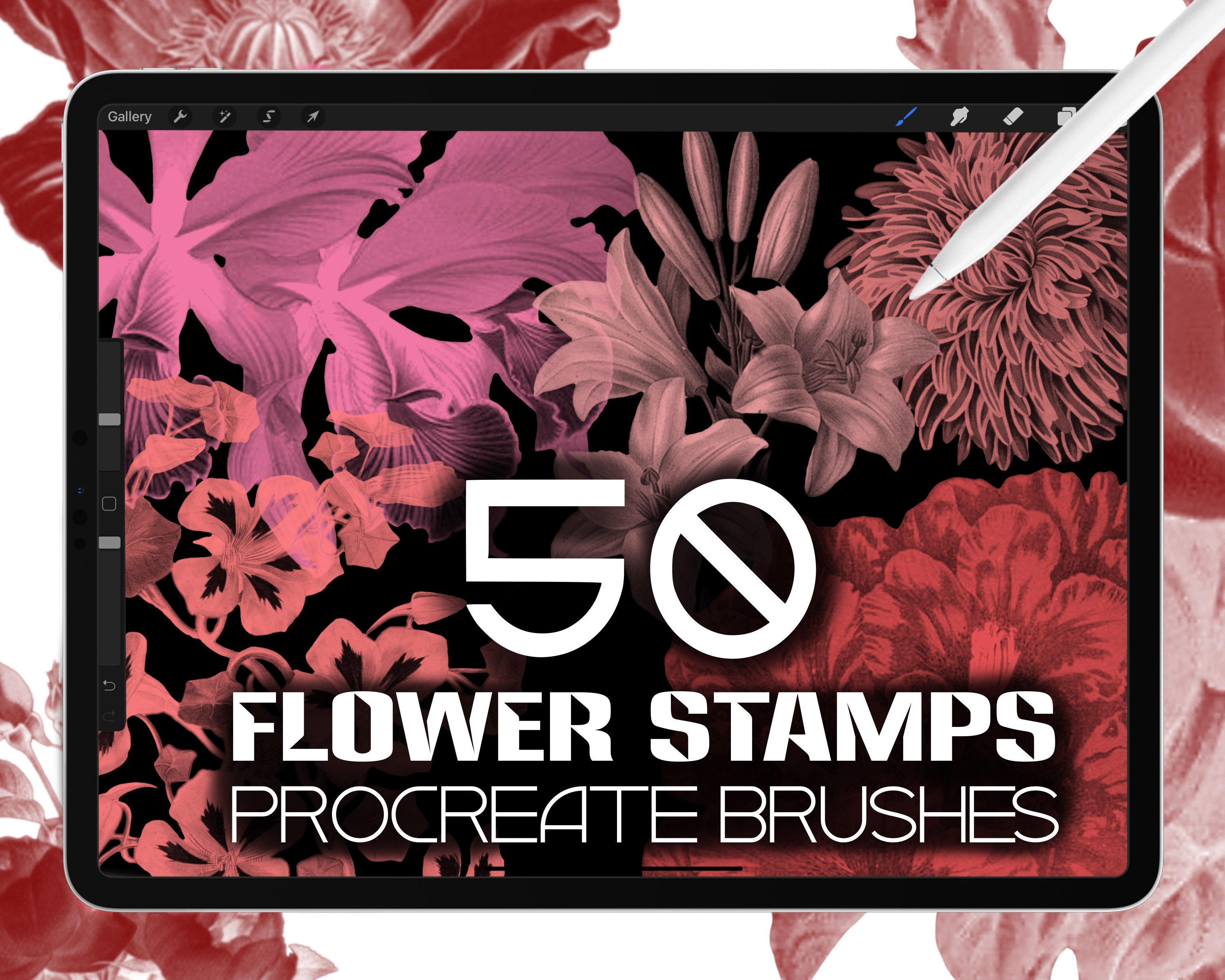 50 Procreate Flower Procreate Stamp Brushesplants Flowers Etsy 