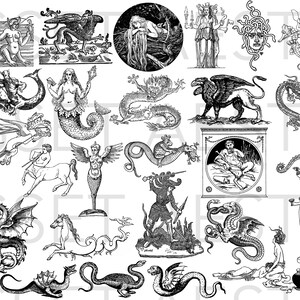 60 MYTH Procreate Stamp Brushes / Mythology Medieval Dragons Gods Greek ...