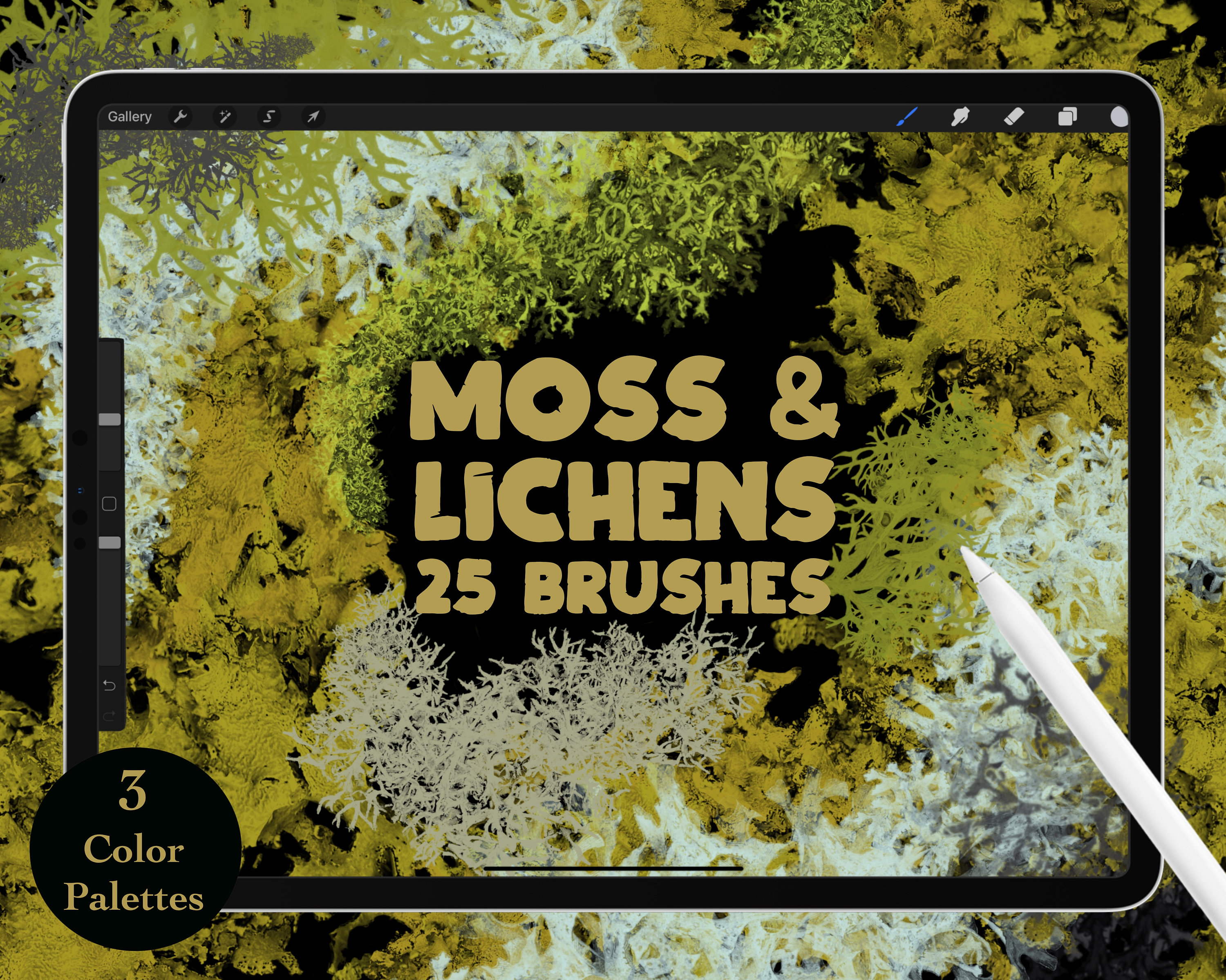 25 Procreate Brushes 3 Color Palettes Moss Lichens Nature Plant Brush ...