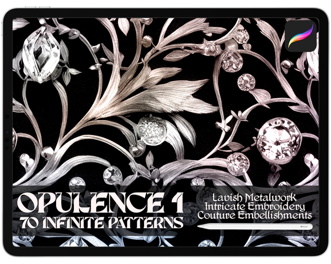 70 Infinite Pattern Procreate Brushes OPULENCE 1 / Jewelry, Fashion ...