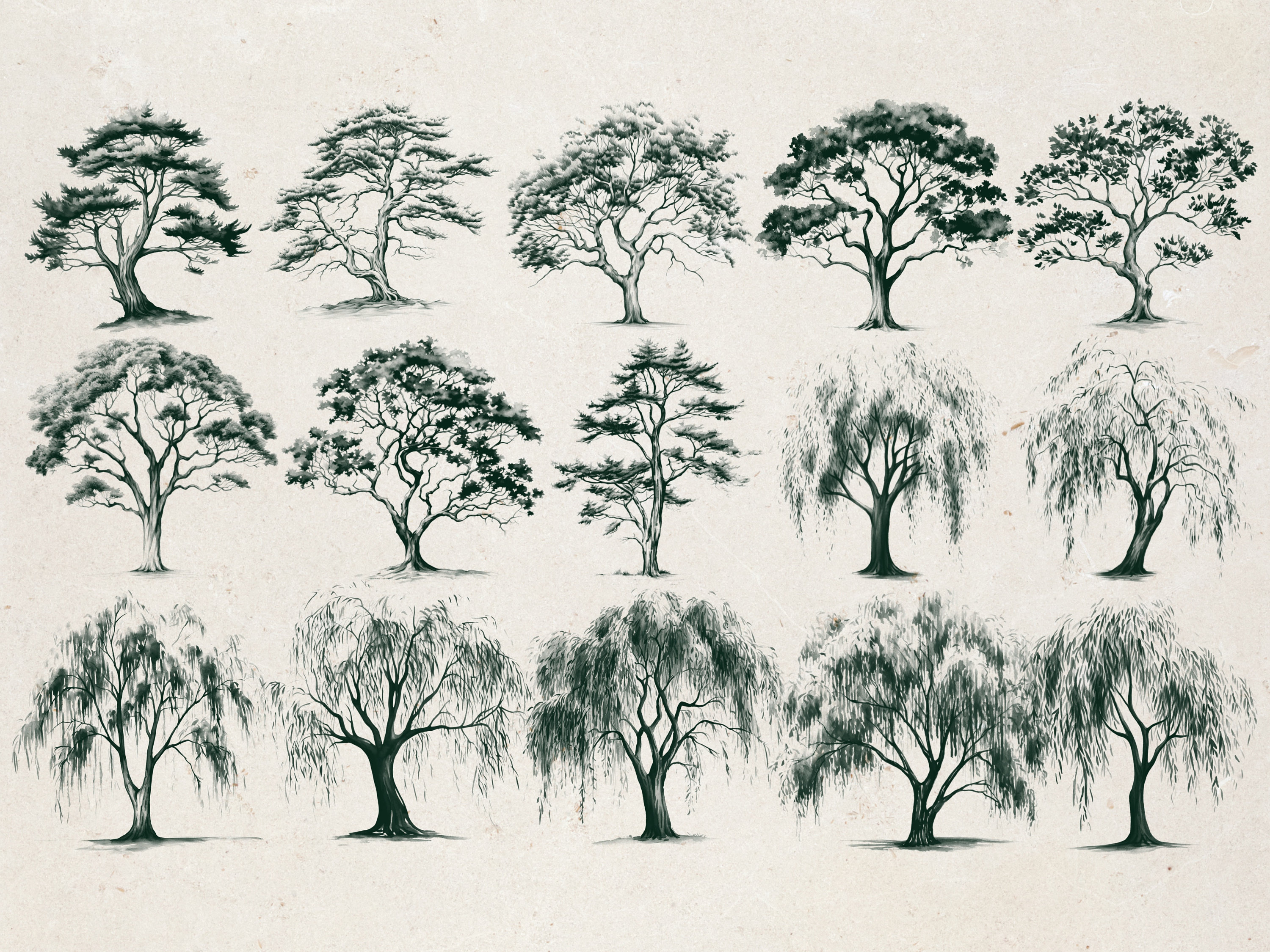 175 Watercolor Tree Stamp Brushes for Procreate (digital Download) - Etsy