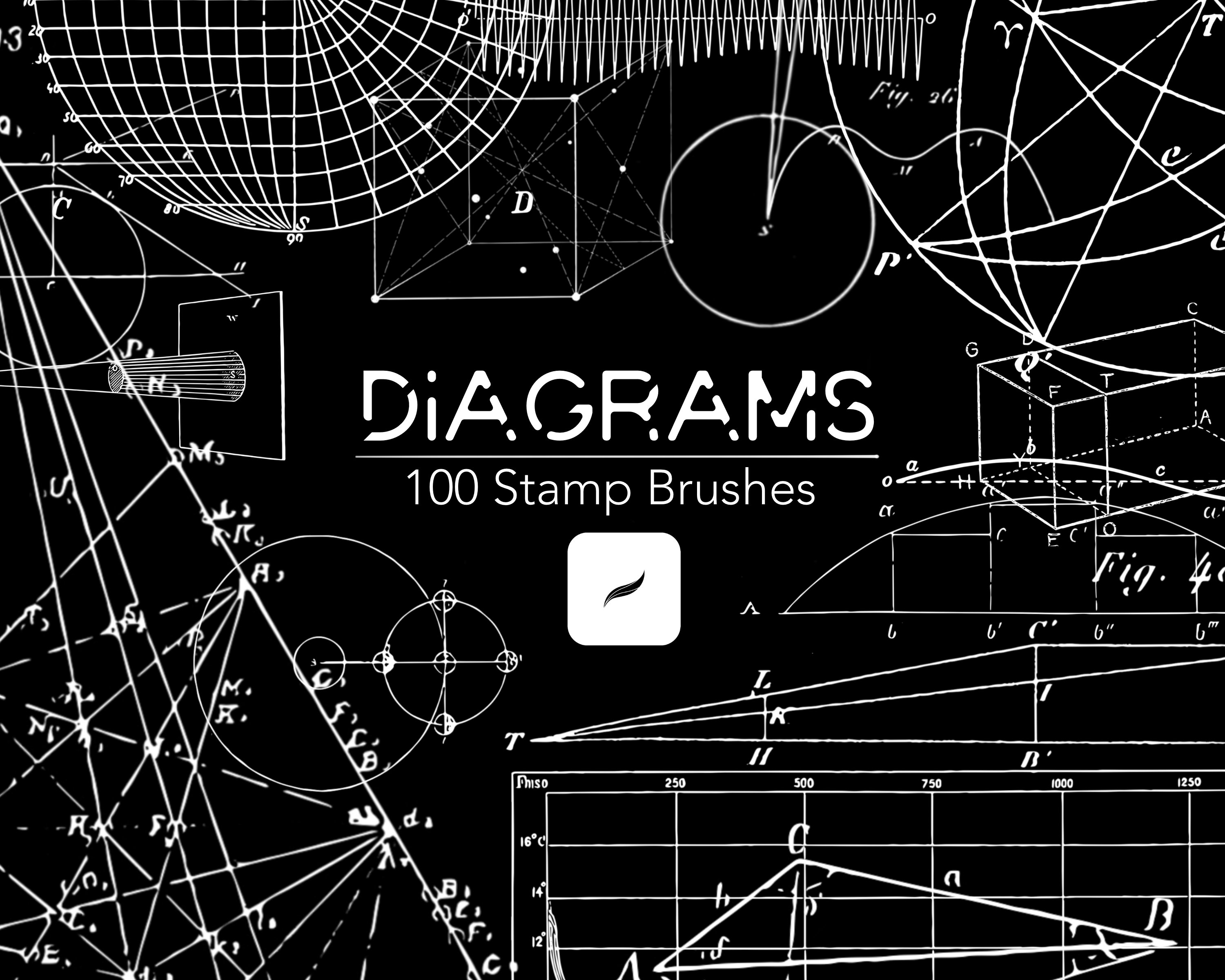 100 Diagram Procreate Stamp Brushes / Graphs Math Blueprints - Etsy
