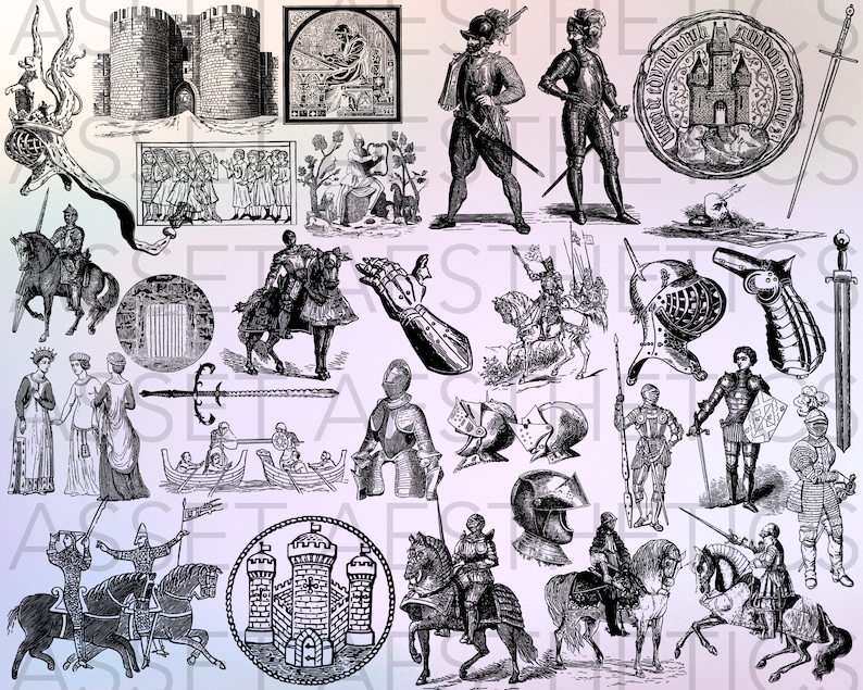 Medieval Procreate Stamps: Knights, Castles, Armor (90 Brushes ...
