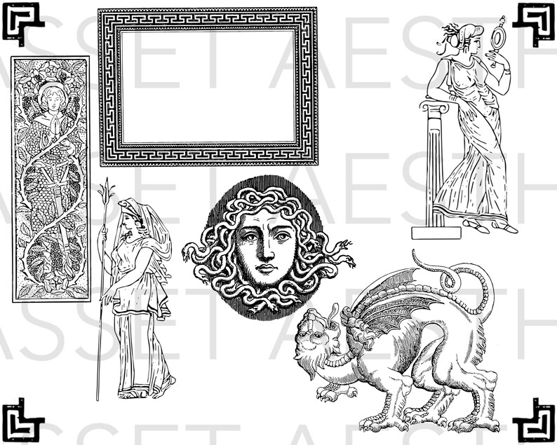 60 MYTH Procreate Stamp Brushes / Mythology Medieval Dragons Gods Greek ...