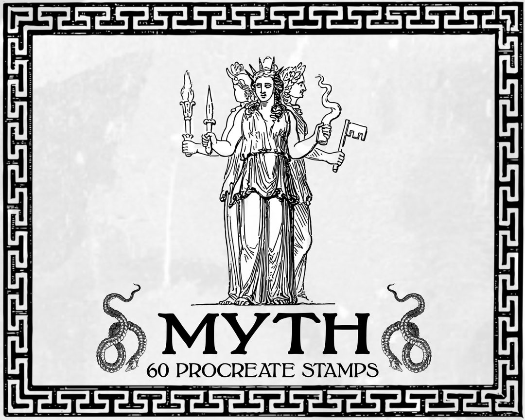 60 MYTH Procreate Stamp Brushes / Mythology Medieval Dragons Gods Greek Myth Fairytale Fable ...