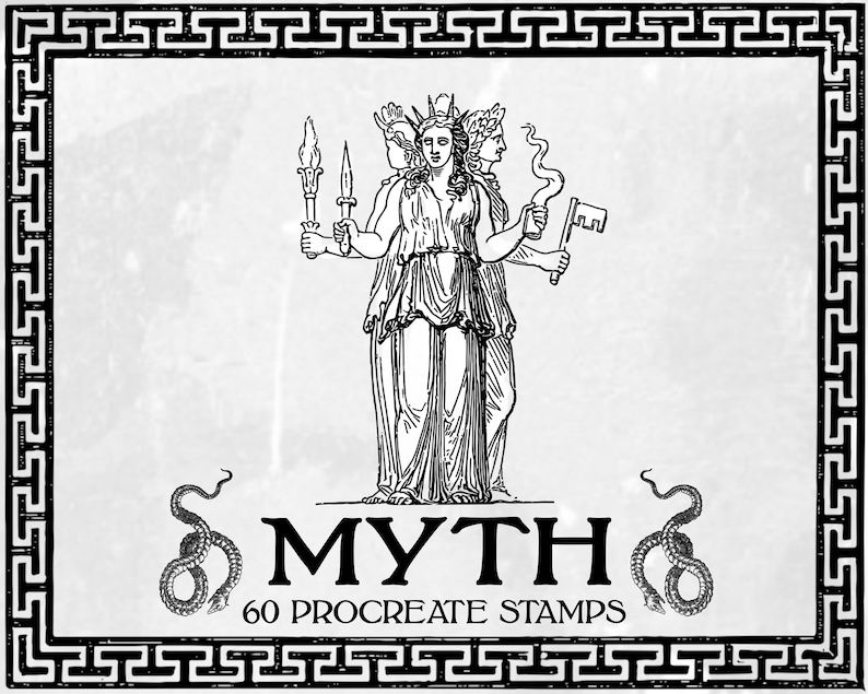 60 MYTH Procreate Stamp Brushes / Mythology Medieval Dragons Gods Greek ...