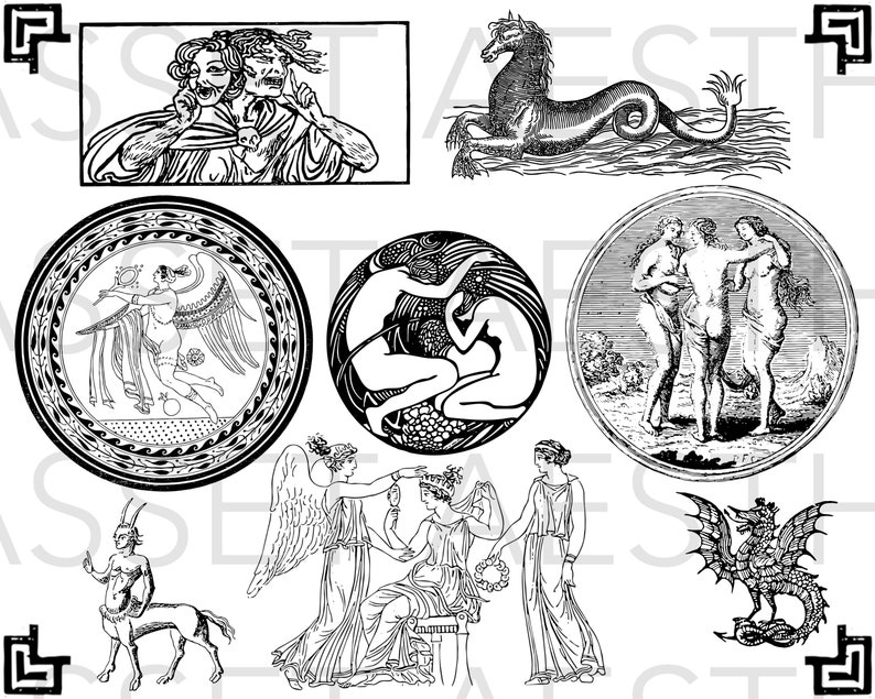 60 MYTH Procreate Stamp Brushes / Mythology Medieval Dragons Gods Greek ...