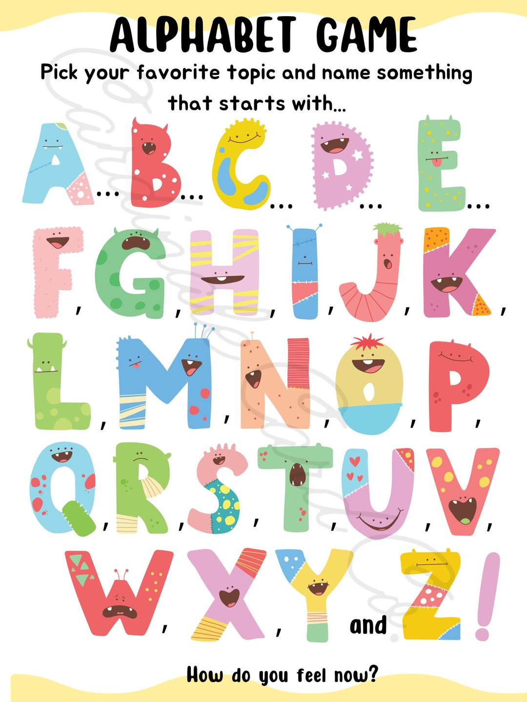 Alphabet Coping Skill Game - Etsy