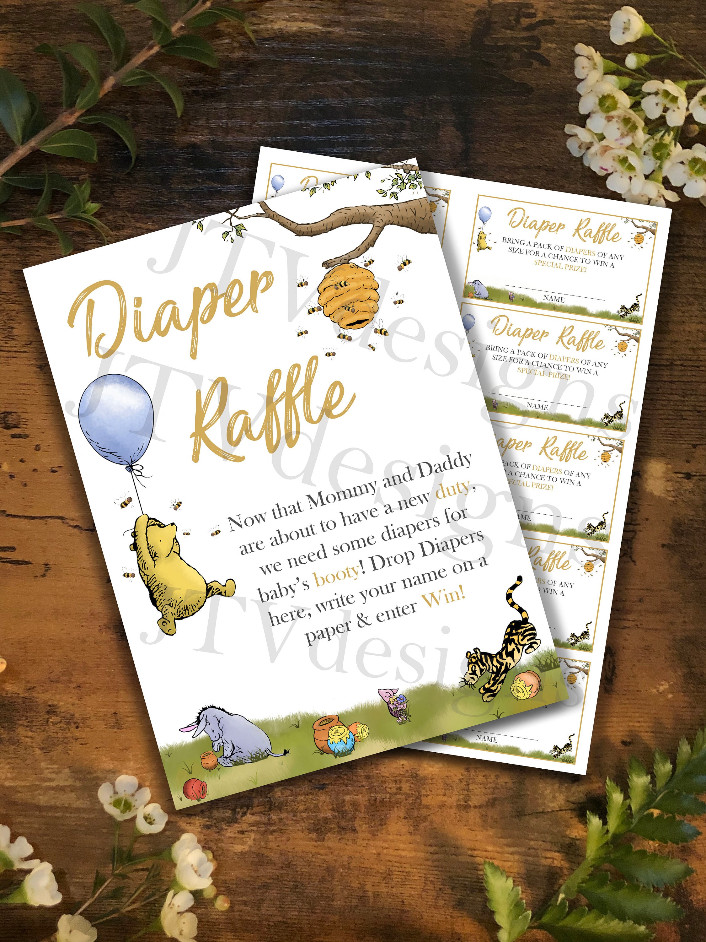 Winnie the Pooh Diaper Raffle - Etsy