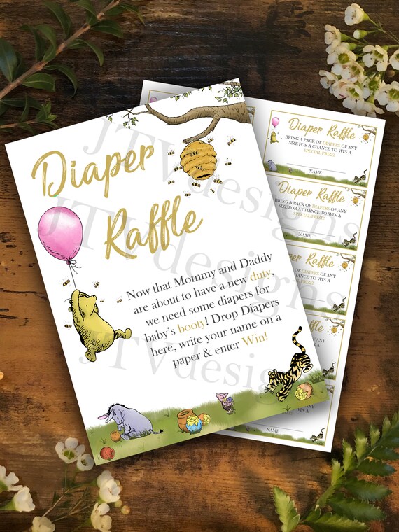 Winnie the Pooh Diaper Raffle PINK | Etsy