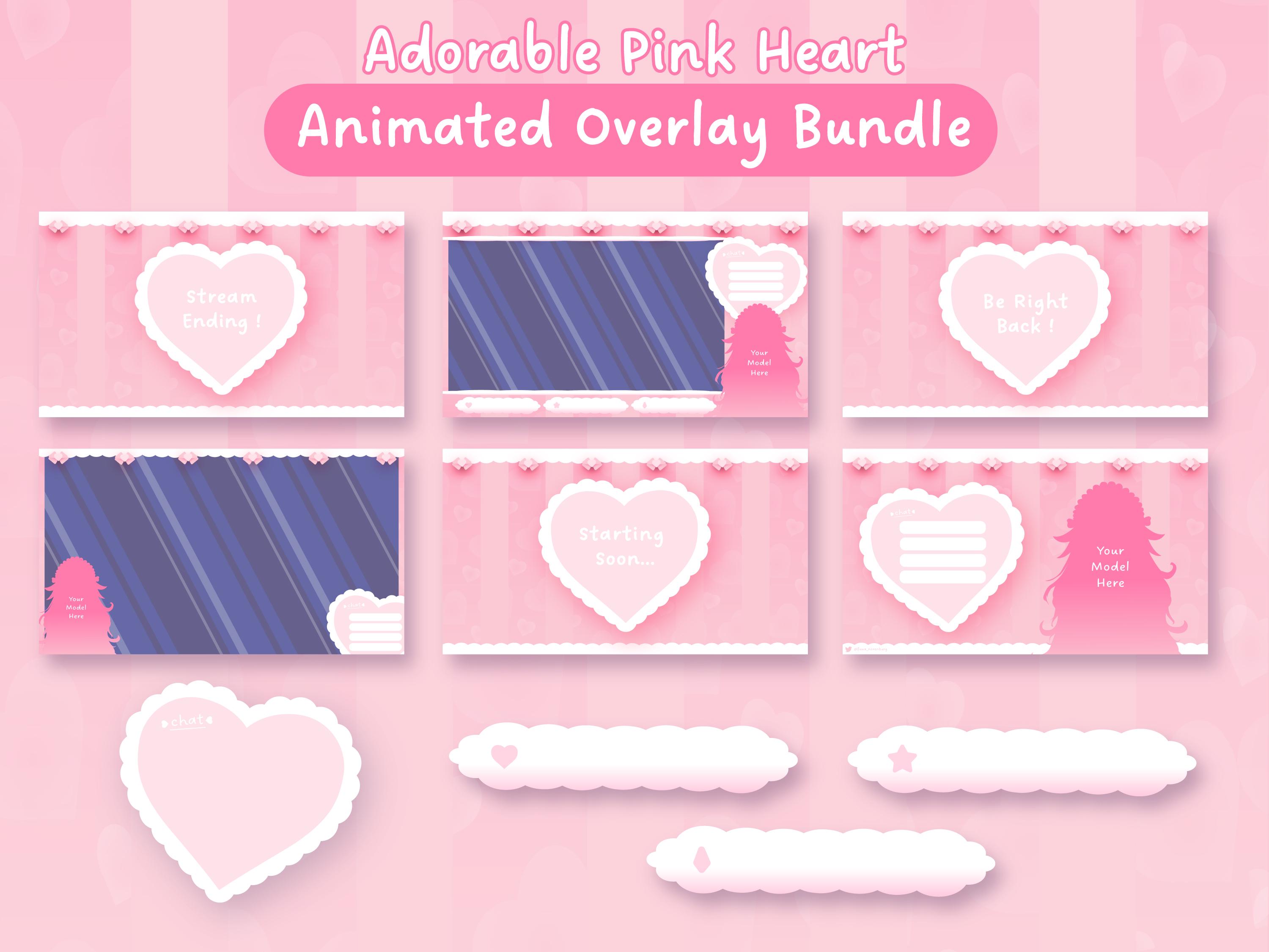 Twitch Pink Overlay Cute Adorable Pink Heart Package | Animated Screens ...