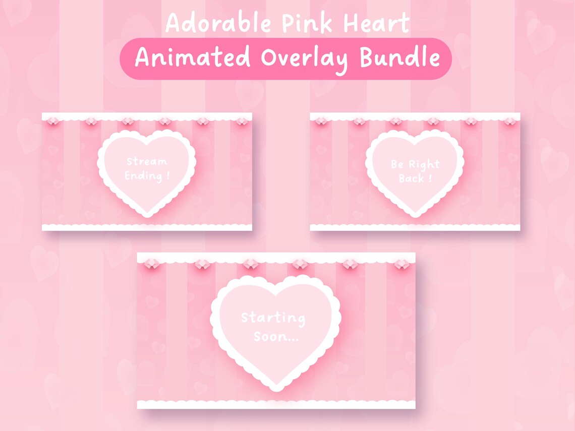 Twitch Pink Overlay Cute Adorable Pink Heart Package | Animated Screens ...