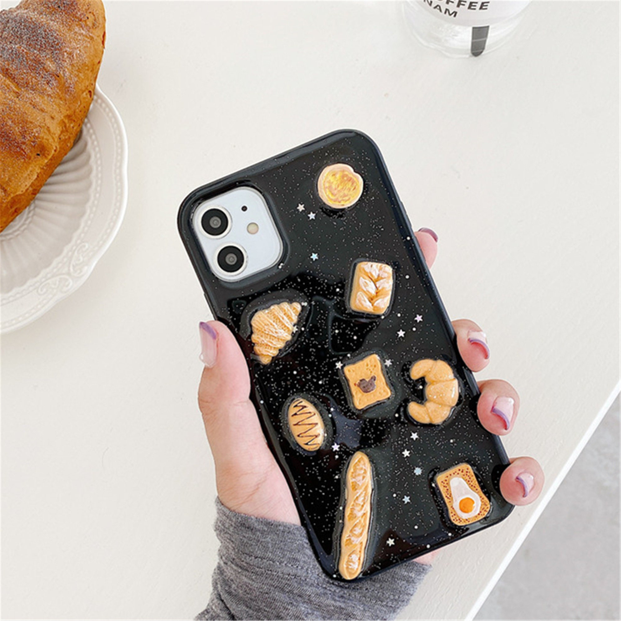 Custom Cute Cartoon Bread Resin Phone Case Cover for Iphone X - Etsy