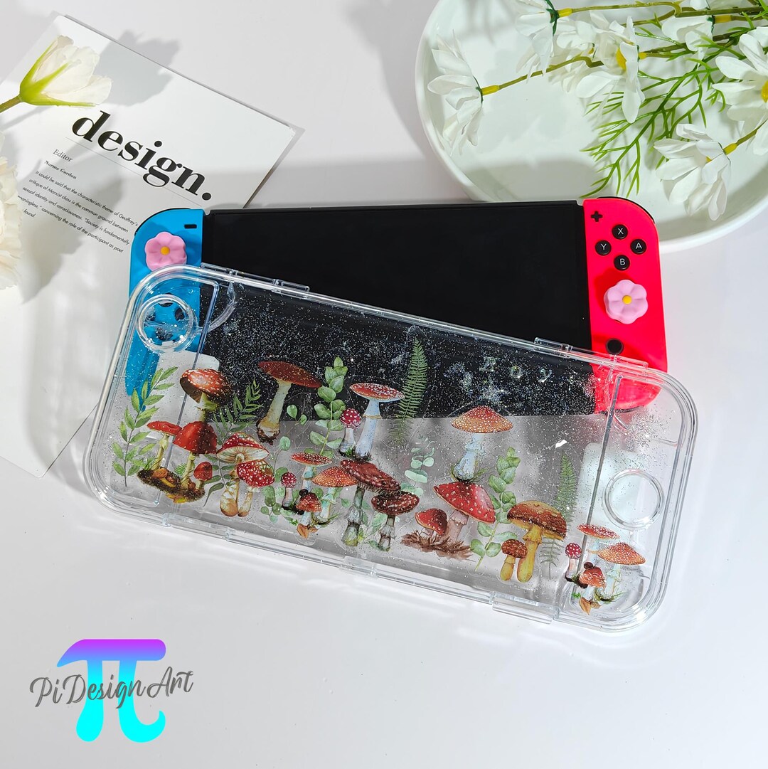 Forest Mushroom Custom Initial Glitter Nintendo Switch Case With Card ...