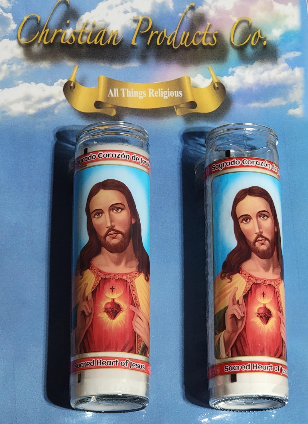 Jesus Candle Set of 2, Jesus Christ Catholic Candles, Religious Candles ...