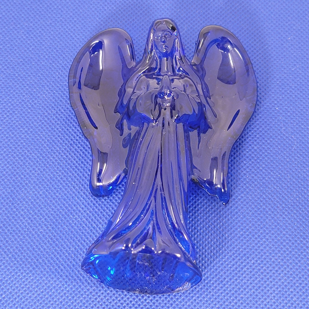 Religious Home Decor Handcrafted Glass Blue Angel, Crystal Figurine ...