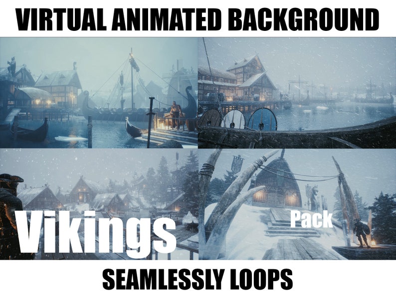 ANIMATED VIRTUAL BACKGROUND | Vikings Pack | Instant Digital Download ...