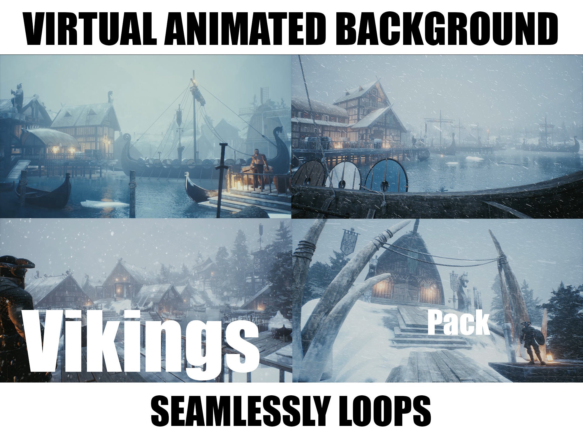ANIMATED VIRTUAL BACKGROUND | Vikings Pack | Instant Digital Download ...