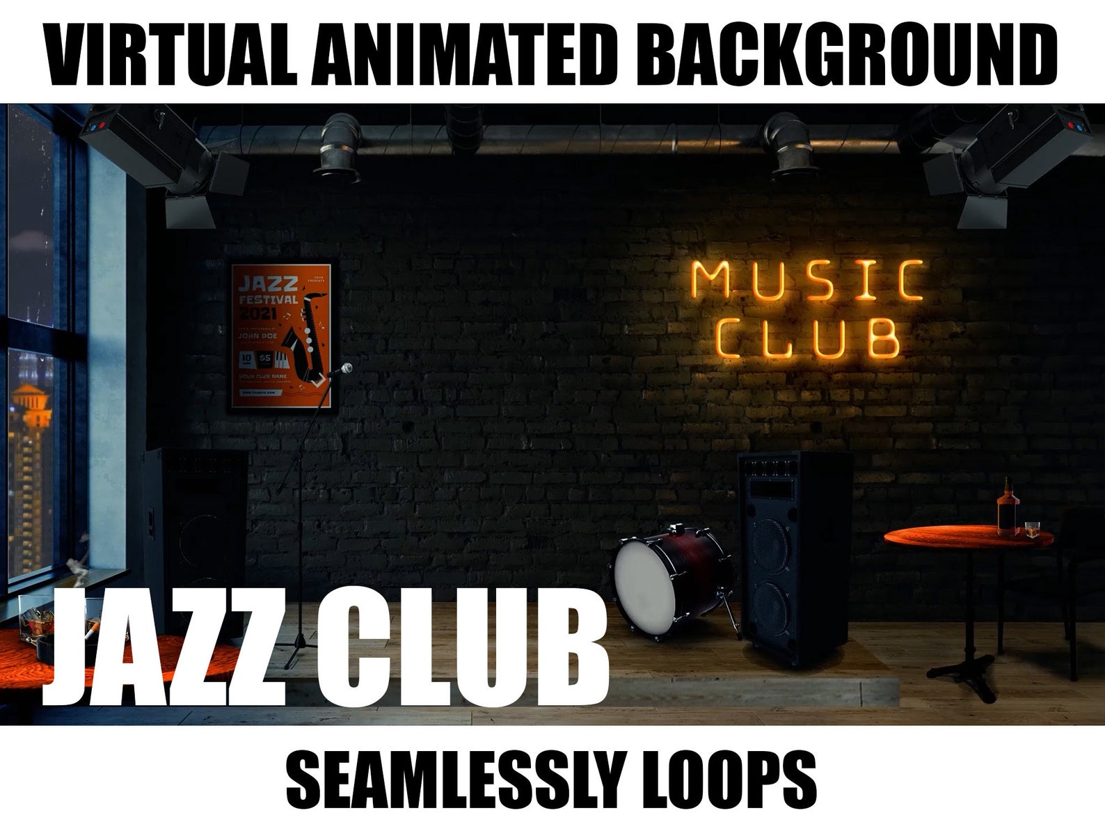ANIMATED VIRTUAL BACKGROUND | Jazz Club | Instant Digital Download - Etsy
