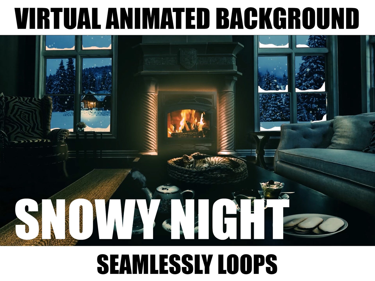 ANIMATED VIRTUAL BACKGROUND | Snowy Night | Instant Digital Download - Etsy