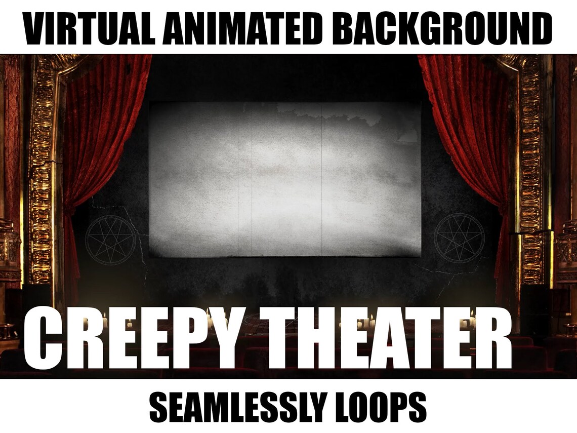 ANIMATED VIRTUAL BACKGROUND | Creepy Theater | Instant Digital Download ...